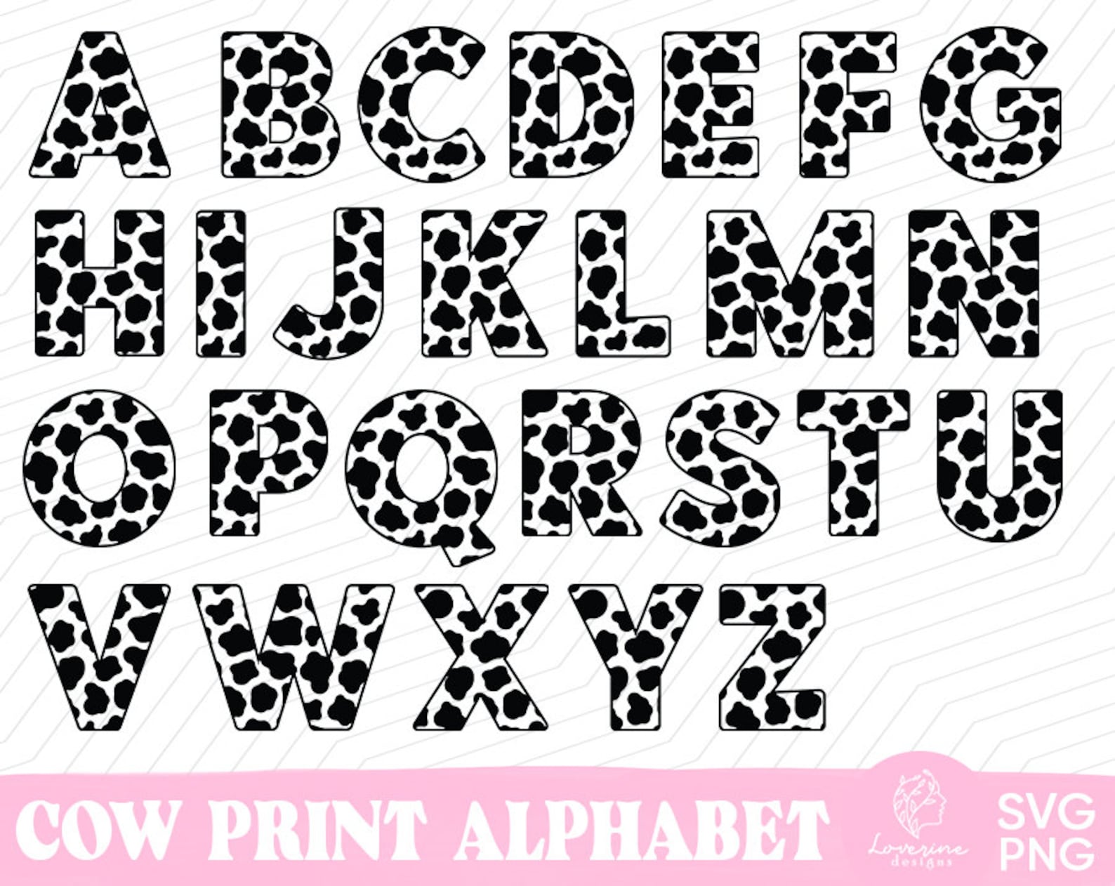 Cow Print Alphabet Svg Cow Pattern Alphabet SVG Bundle - Etsy