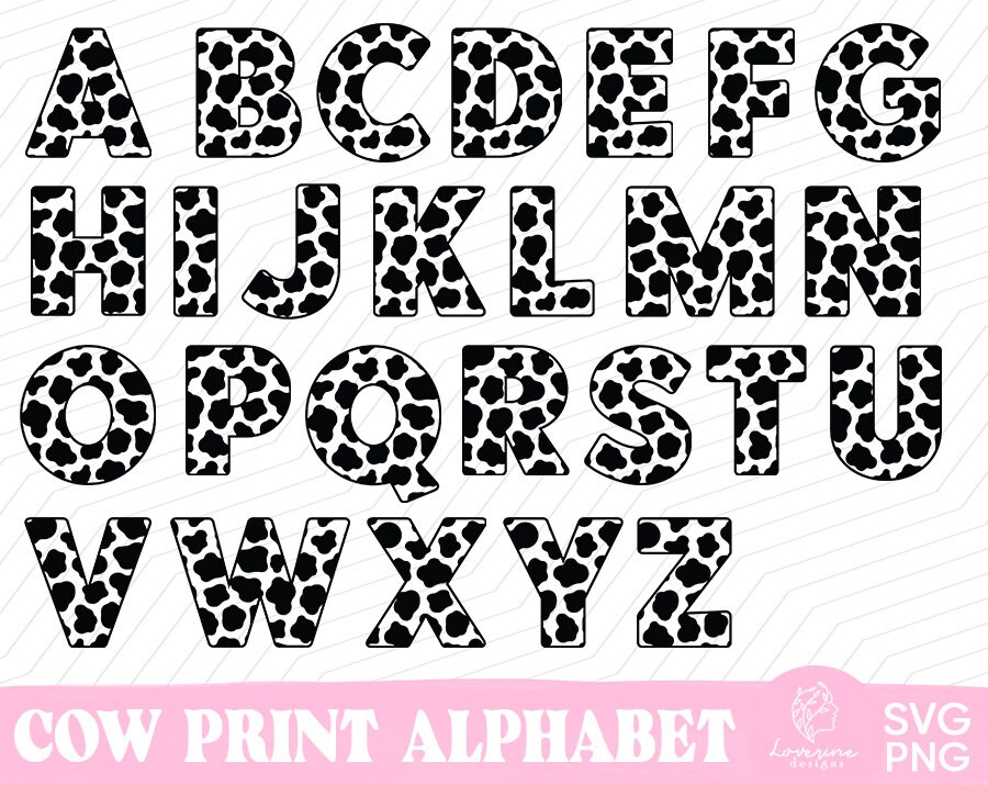 Cow Print Alphabet Svg Cow Pattern Alphabet SVG Bundle - Etsy