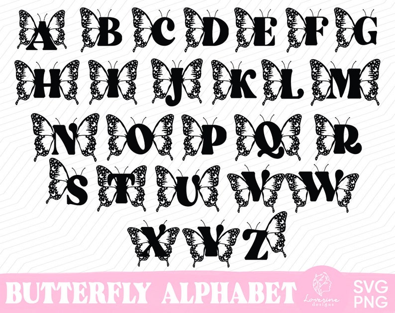 Butterfly Monogram Alphabet SVG Alphabet Svg Butterfly - Etsy
