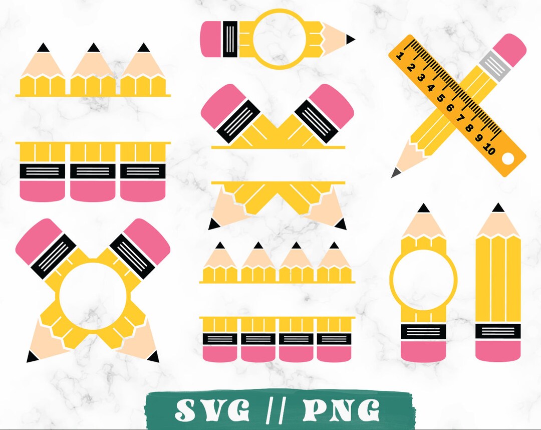 Pencil Monogram Svg, Pencil Split Monogram Svg, Teacher Monogram Svg ...