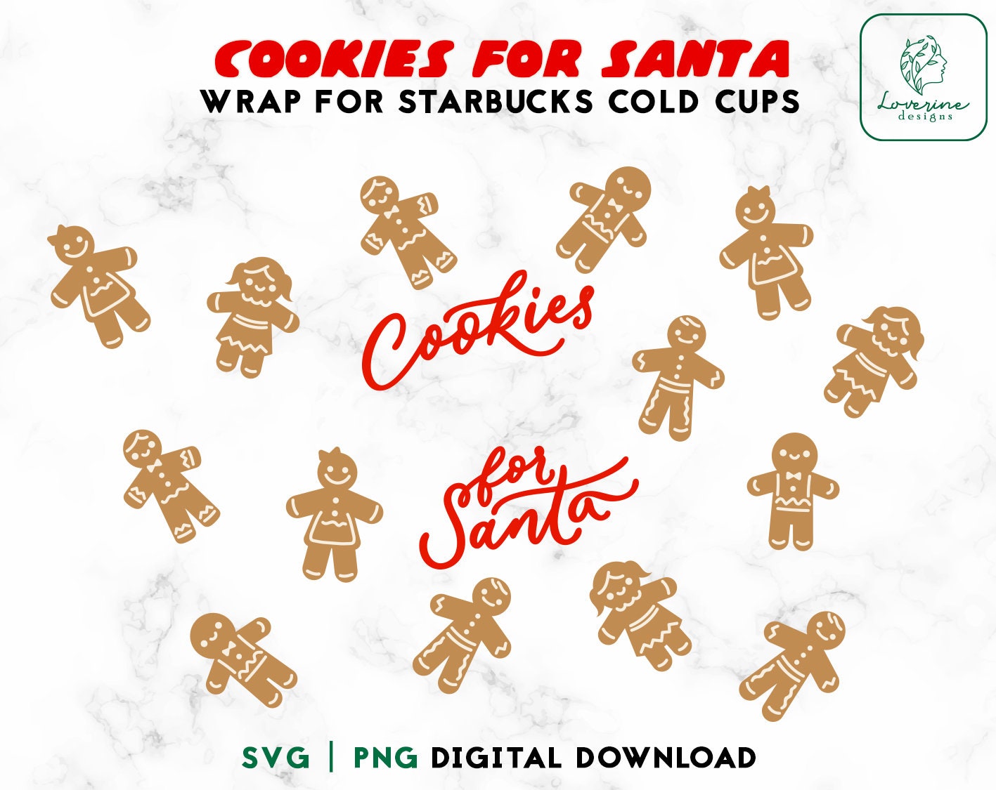Gingerbread Svg Cookies 24oz Venti Cold Cupsvg Christmas - Etsy