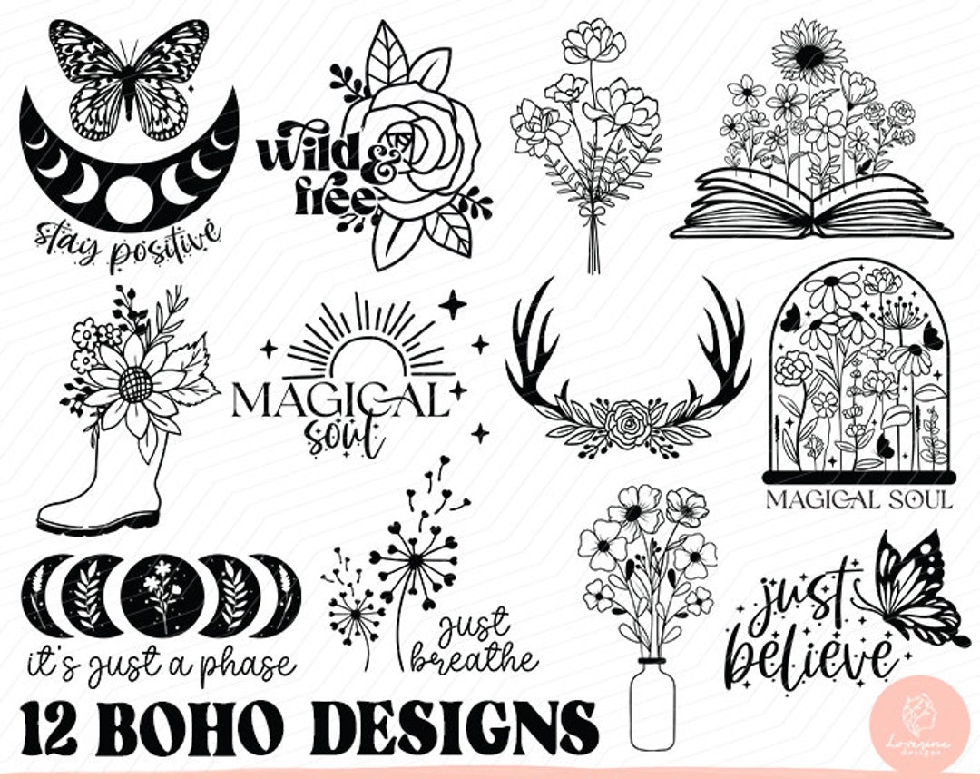 Boho SVG Bundle, Boho Svg File for Cricut, Hippie SVG, Magic Celestial ...