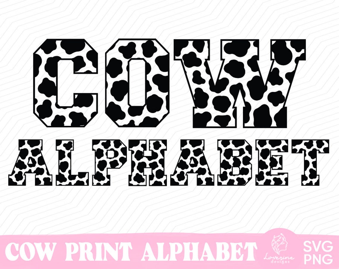 Cow Print Alphabet Svg Cow Pattern Alphabet SVG Bundle Cow - Etsy