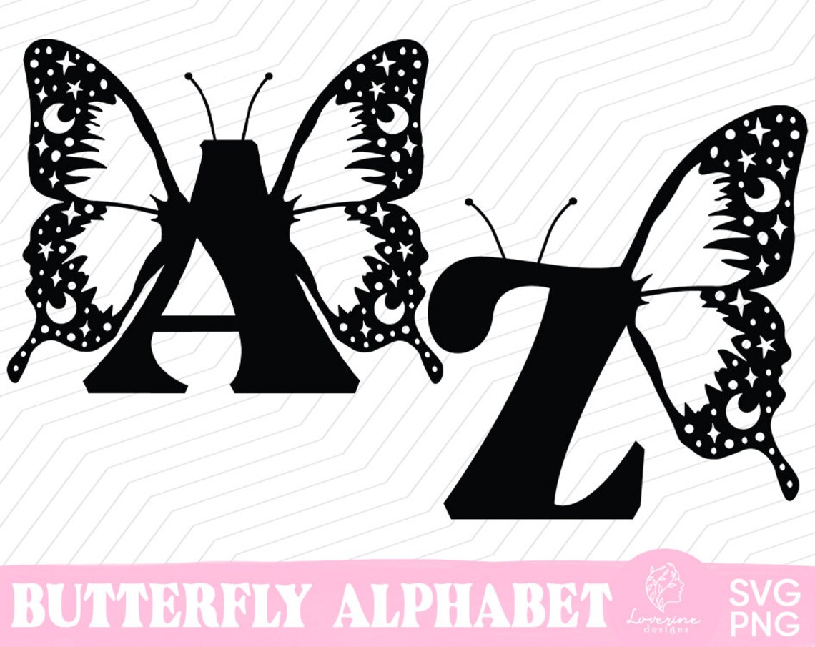 Butterfly Monogram Alphabet SVG Alphabet Svg Butterfly - Etsy