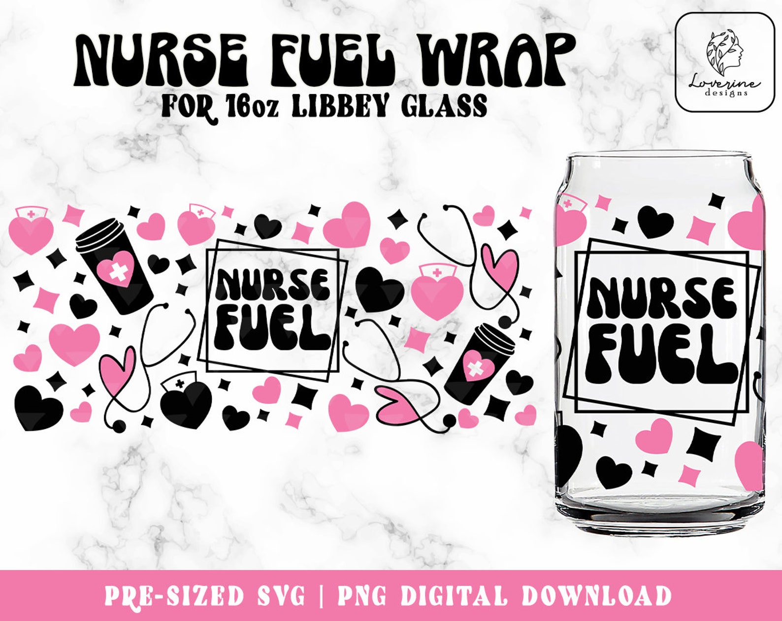 Nurse Fuel Libbey Glass Svg Nurse Life Svg 16oz Glass Can - Etsy
