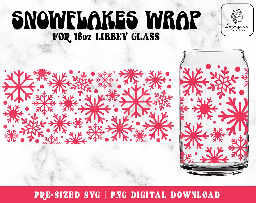 Snowflakes Libbey Glass Svg, Christmas Snow 16oz Glass Can Svg, Merry ...