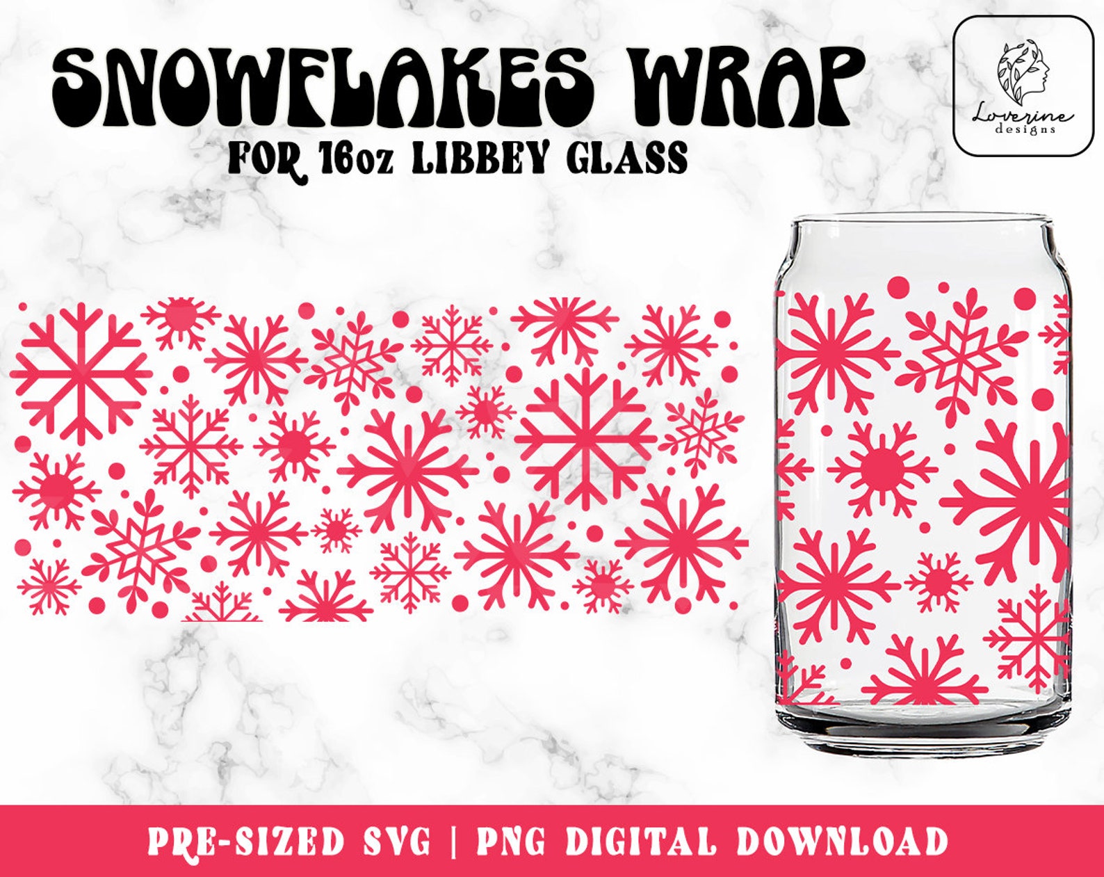 Snowflakes Libbey Glass Svg Christmas Snow 16oz Glass Can - Etsy