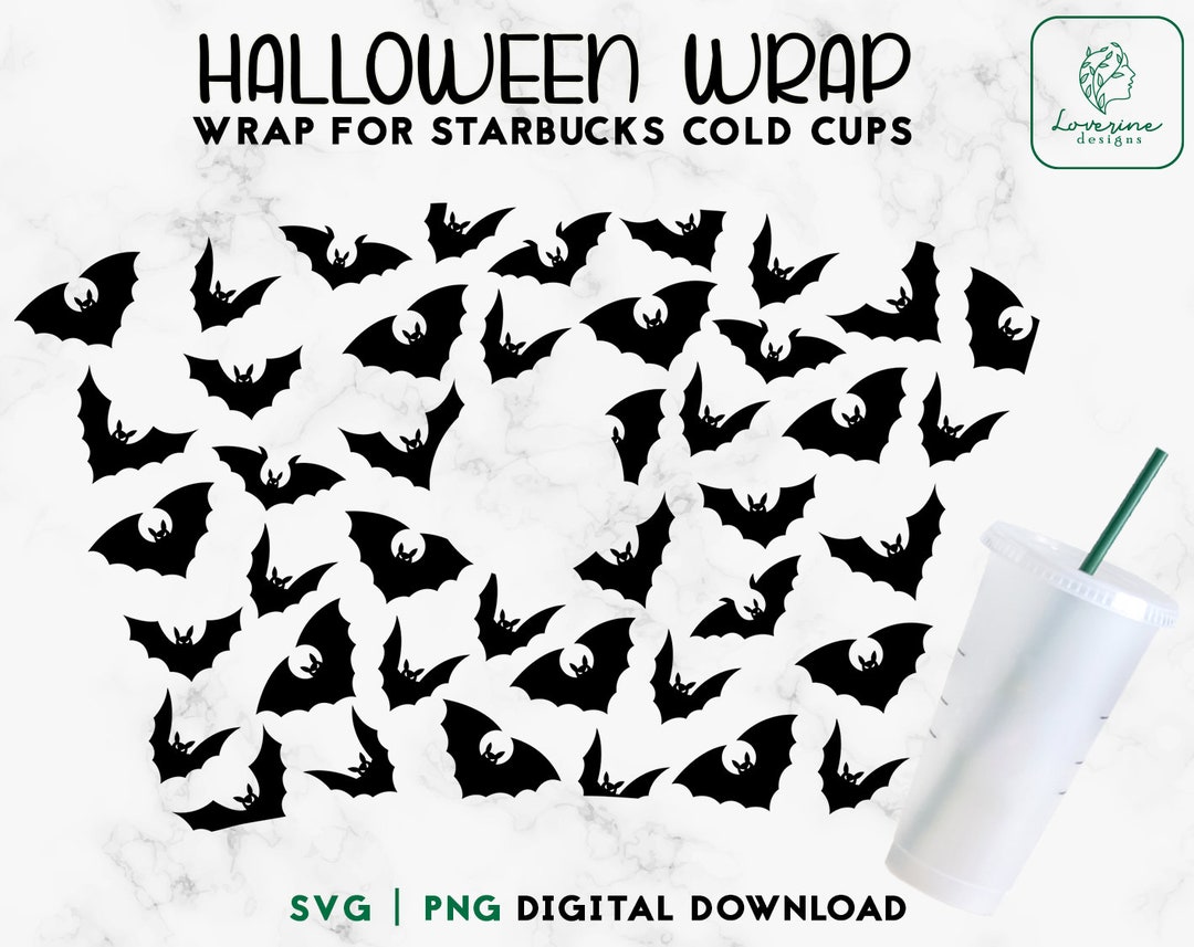 Halloween Bats Cold Cup Svg - Spooky Halloween SVG, 24oz Venti Cold ...