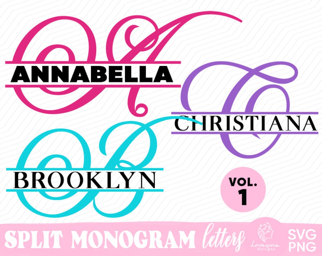 Split Monogram Svg Bundle, Fancy Split Monogram Alphabet SVG, Alphabet ...