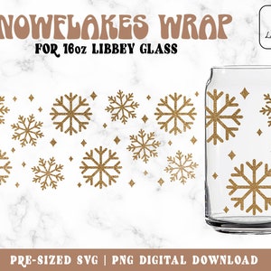 Snowflakes Libbey Glass Svg, Christmas 16oz Glass Can Svg, Winter Vibes ...