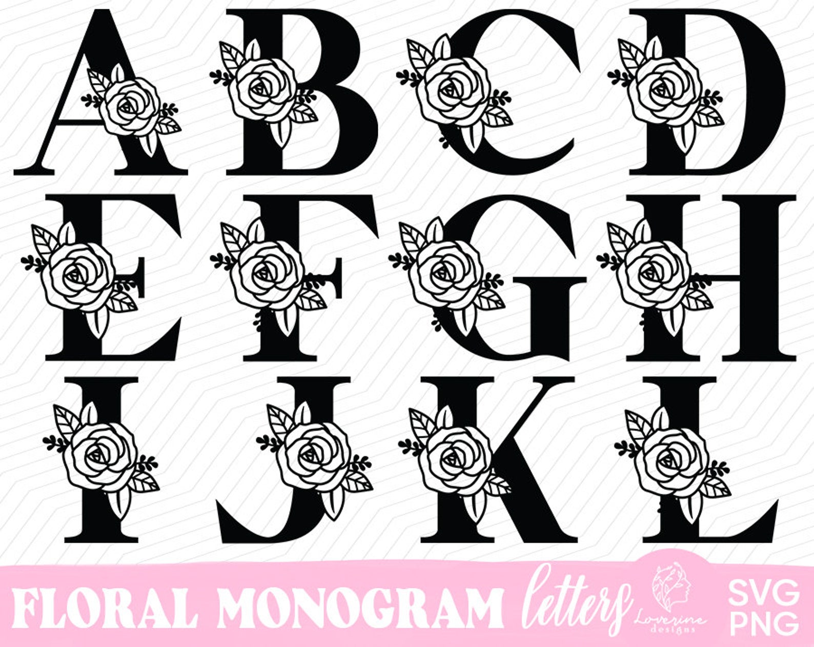 Rose Monogram SVG Alphabet Floral Monogram Svg Font Alphabet - Etsy