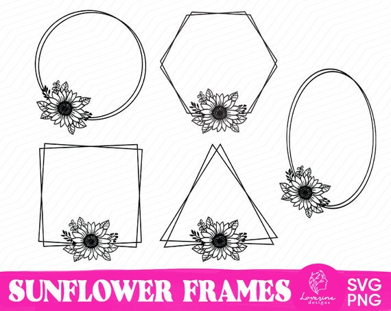 Sunflower Frames SVG Design Floral Frame Svg Files for - Etsy