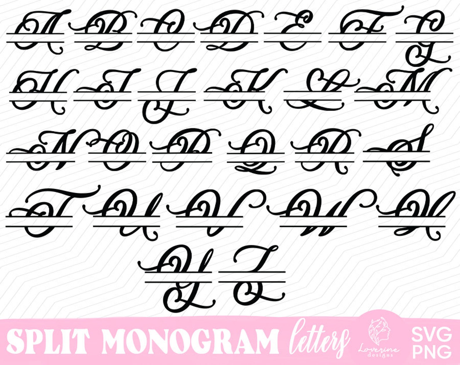 Split Monogram SVG Alphabet Font Monogram Svg Bundle - Etsy