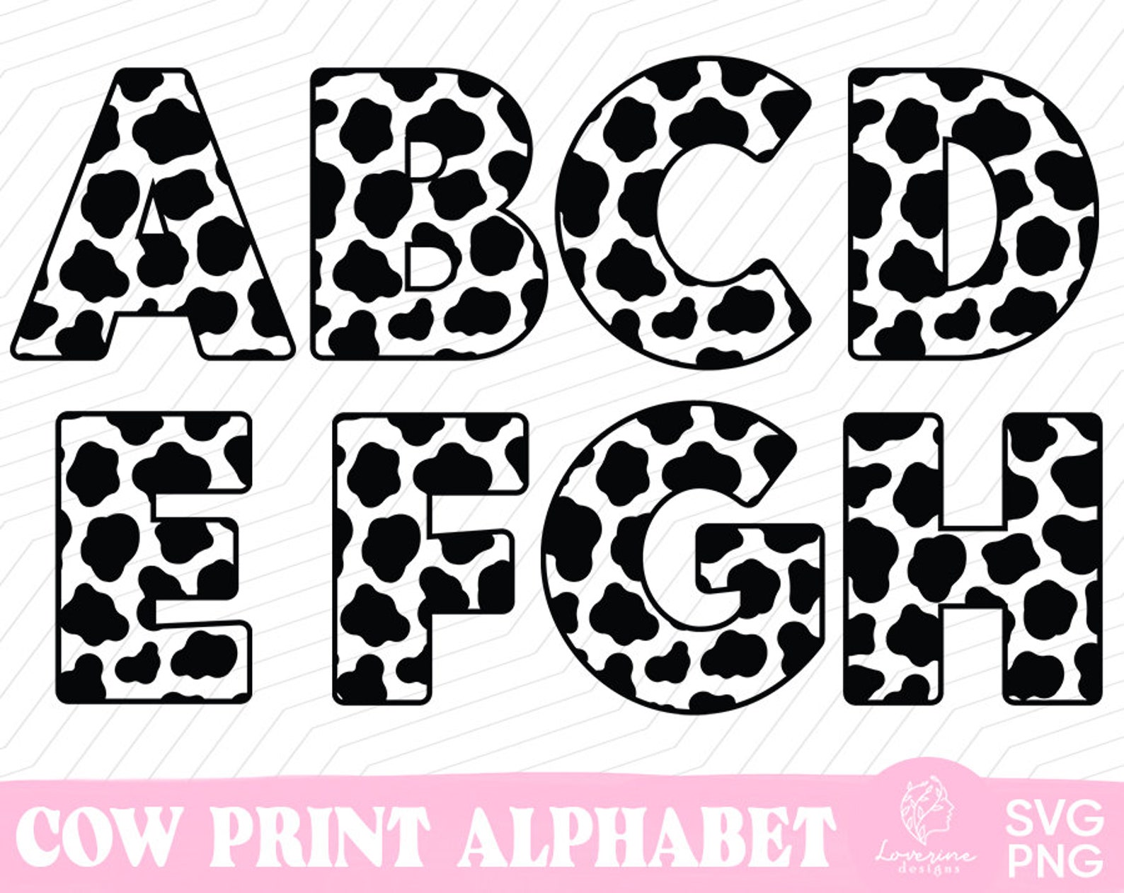 Cow Print Alphabet Svg Cow Pattern Alphabet SVG Bundle - Etsy
