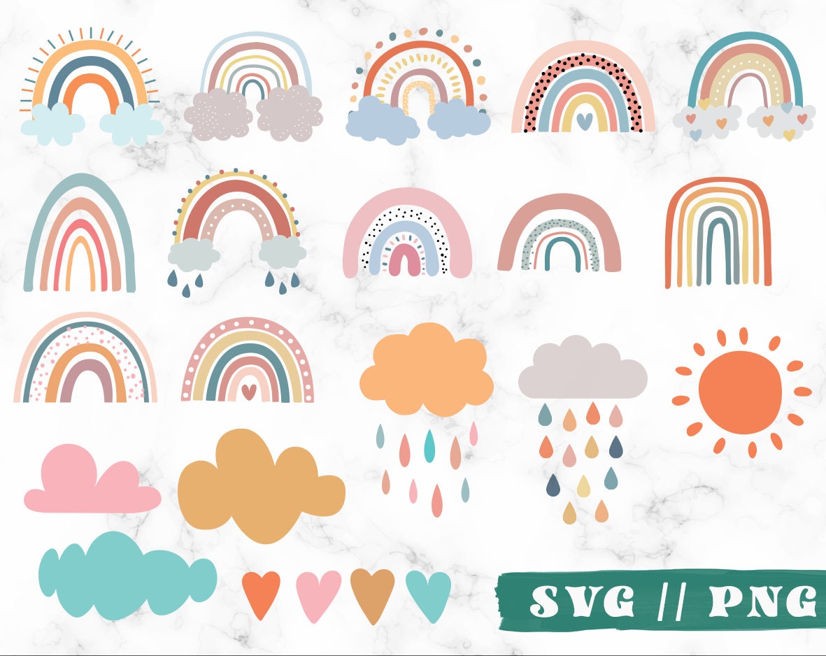 Plotterdatei Regenbogen Regenbogen SVG Bundle Pastell - Etsy.de