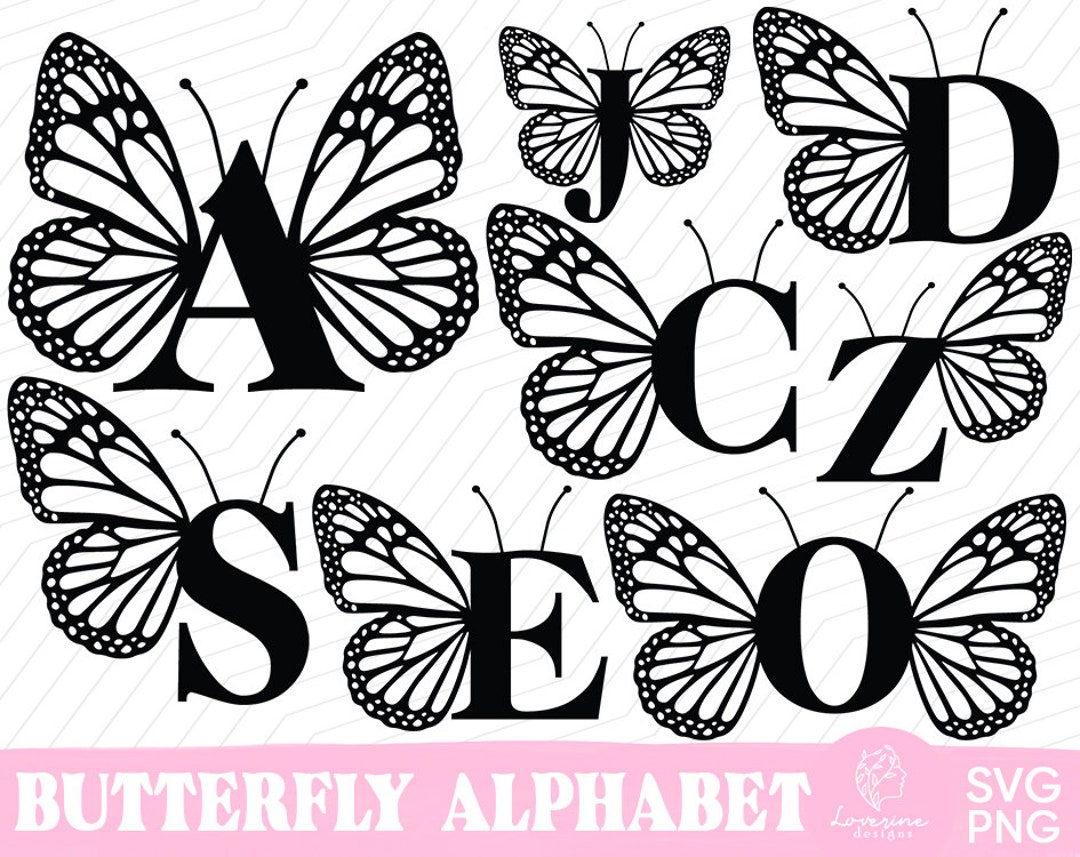 Butterfly Monogram Alphabet SVG, Monogram Svg Font, Alphabet Svg ...