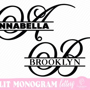 Split Monogram Svg Bundle, Fancy Split Monogram Alphabet SVG, Alphabet ...