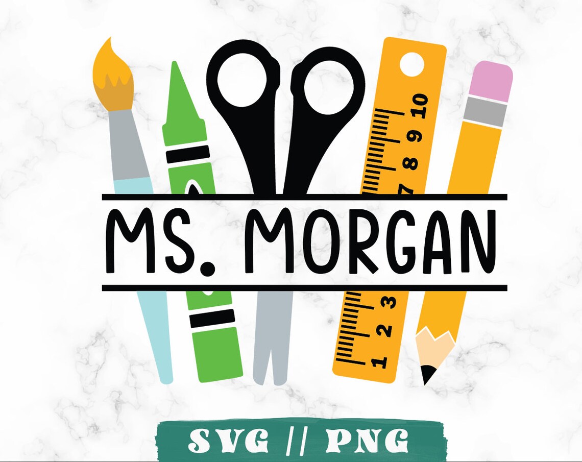 Pencil Monogram Svg Teacher Split Monogram Svg Teacher Svg Etsy