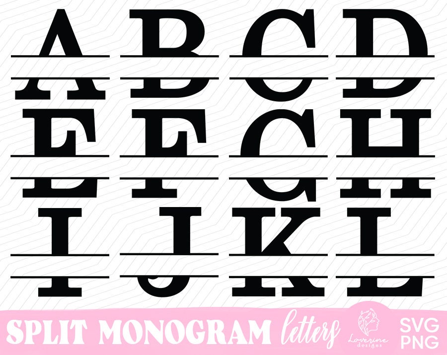 Split Monogram Alphabet SVG Monogram Alphabet SVG Bundle - Etsy