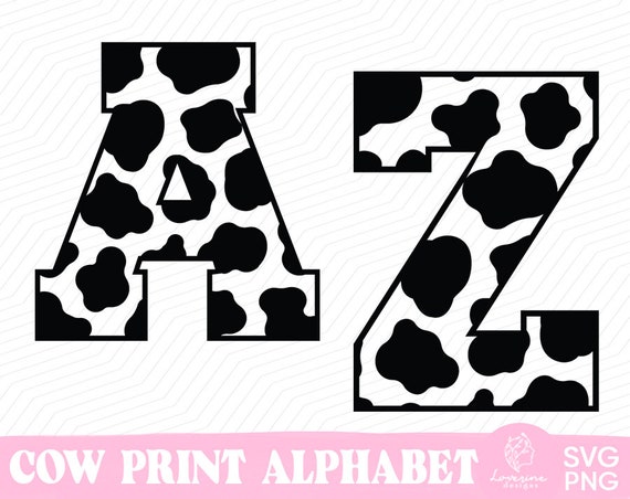 Cow Print Alphabet Svg Cow Pattern Alphabet SVG Bundle Cow - Etsy Canada