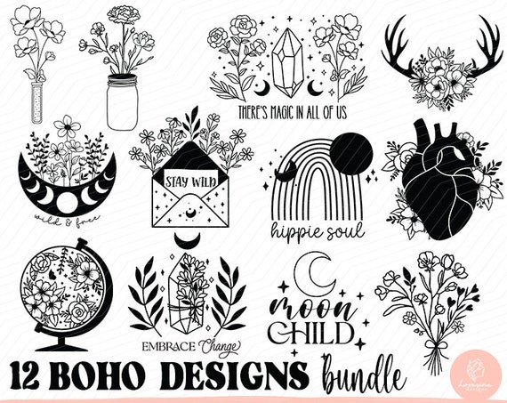Boho SVG Bundle Boho Svg Cricut Hippie SVG Magic Celestial - Etsy