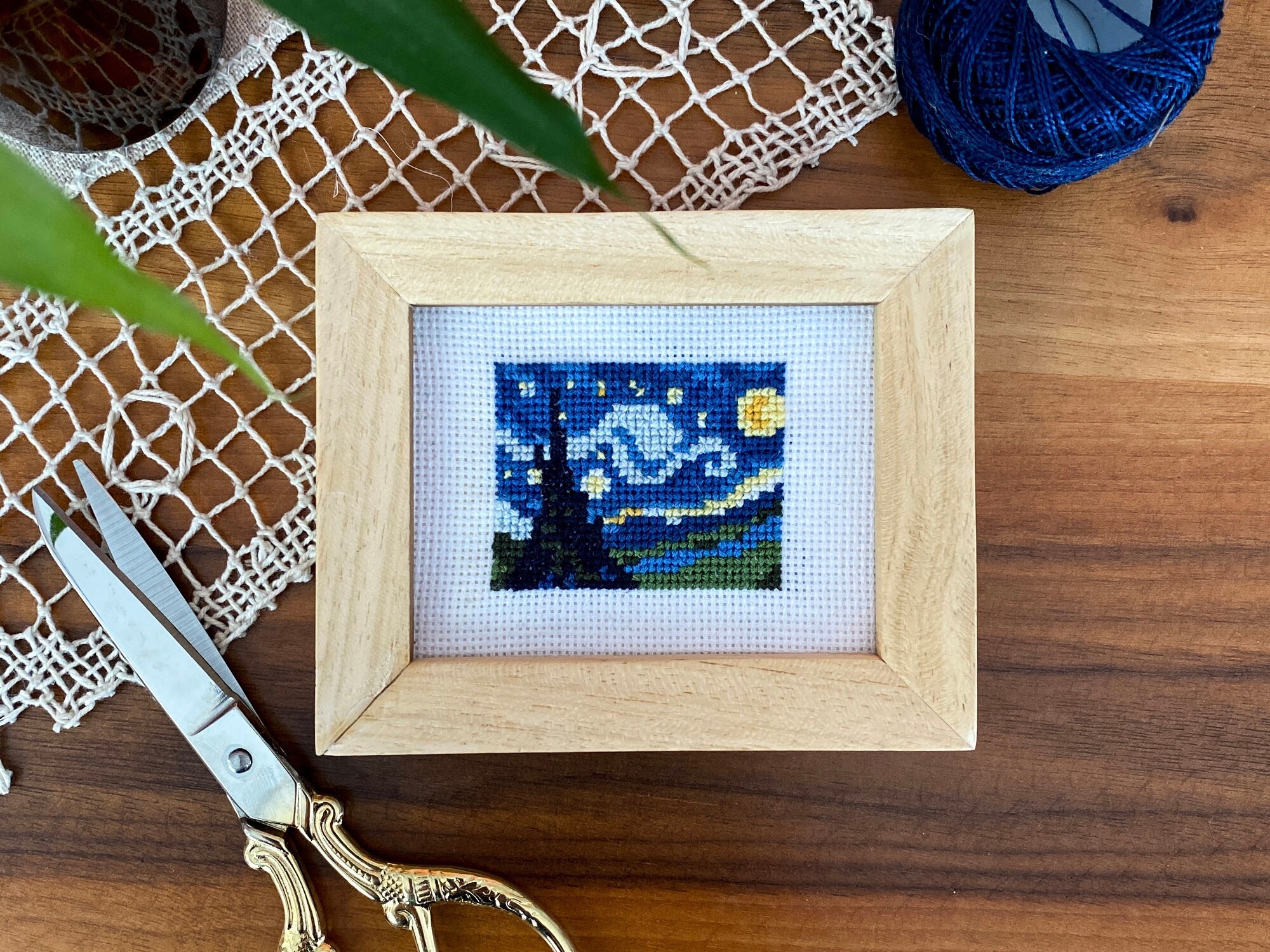 The Starry Night Mini Cross-stitch Pattern Van Gogh Cross - Etsy New ...
