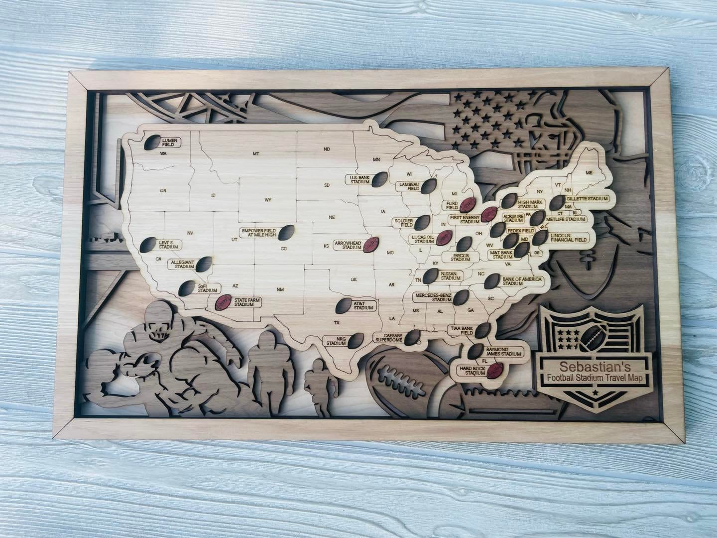 Football Stadium Bucket List Tracker Map - Etsy