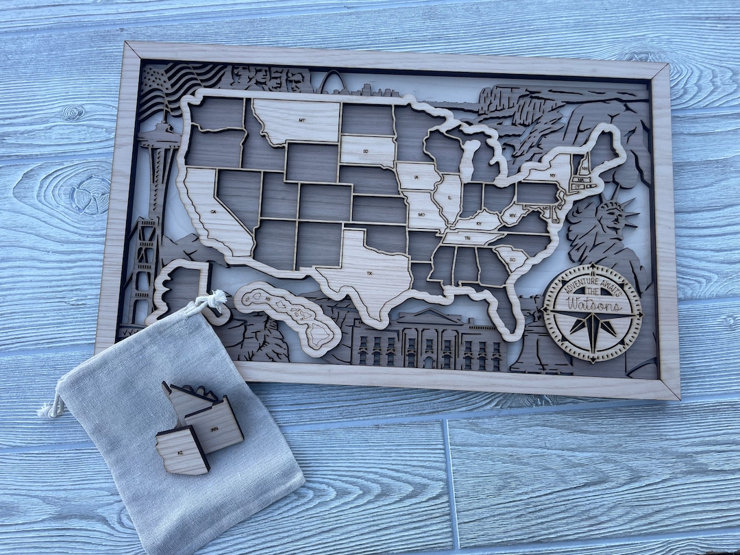 USA Bucket List Travel Map Tracker - Etsy