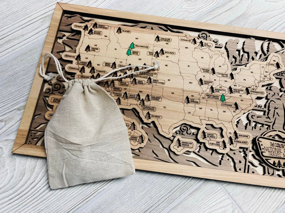 National Park Map Bucket List Map Travel Tracker - Etsy
