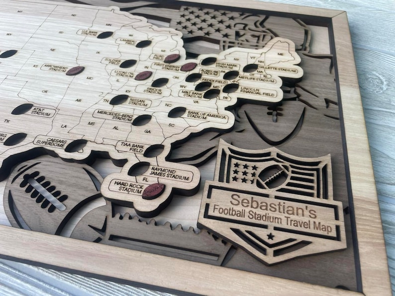 Football Stadium Bucket List Tracker Map - Etsy