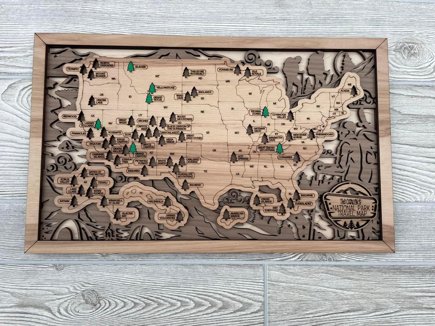 National Park Map Bucket List Map Travel Tracker - Etsy