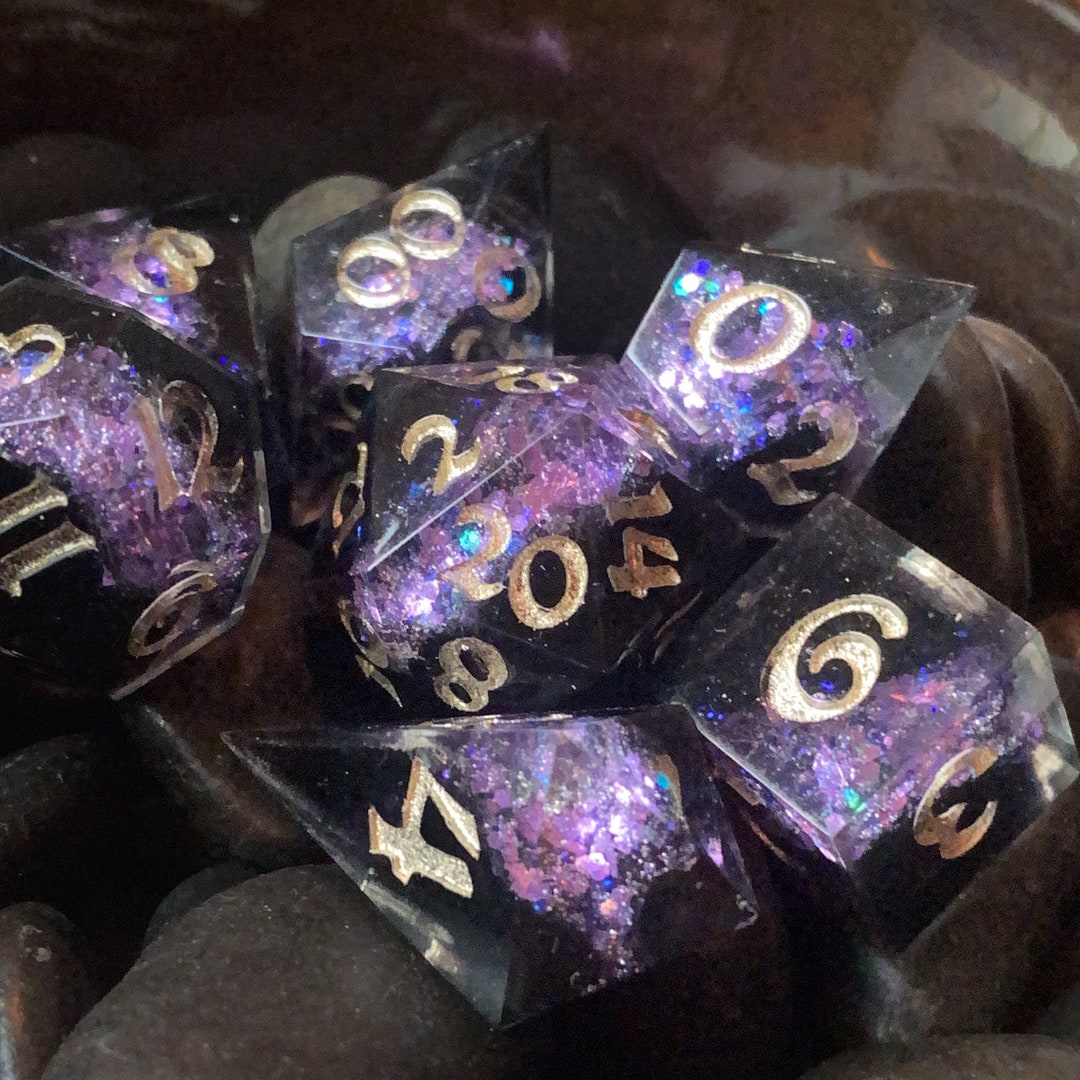 Purple Geode 7pc Handmade Resin Dice for Dnd, Geode Dice, Amethyst Dice ...