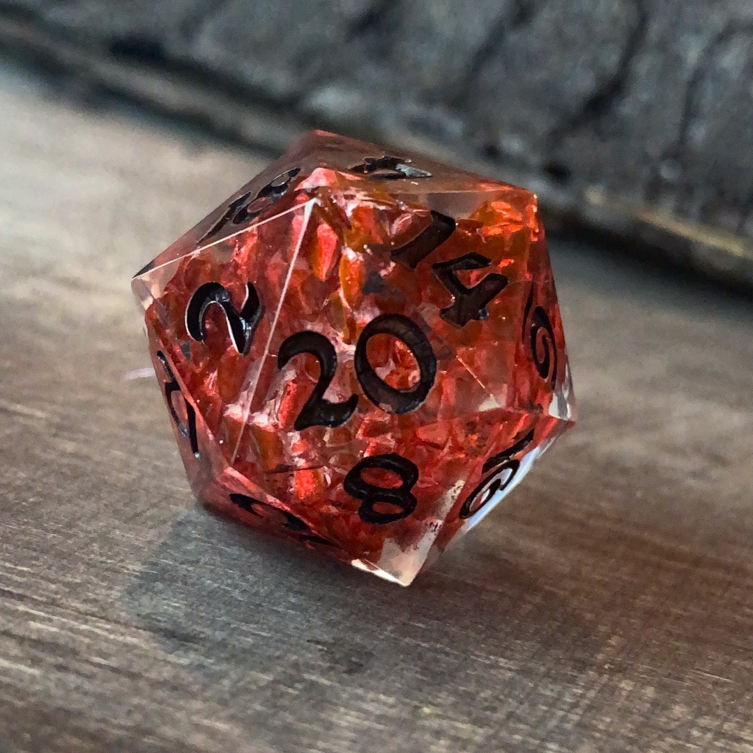 Red and Black Dragon Skin D20 Singles, Real Snake Shed Dice, Handmade ...