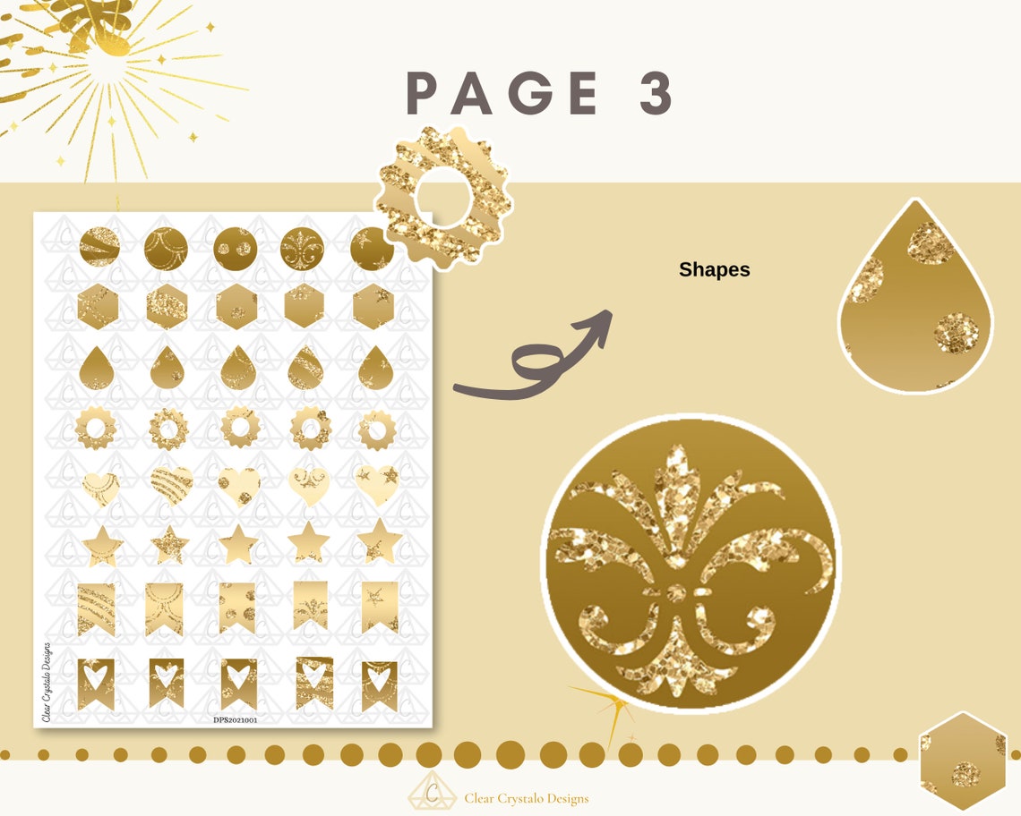 Sparkling Gold Digital Stickers Individual PNG Stickers for | Etsy