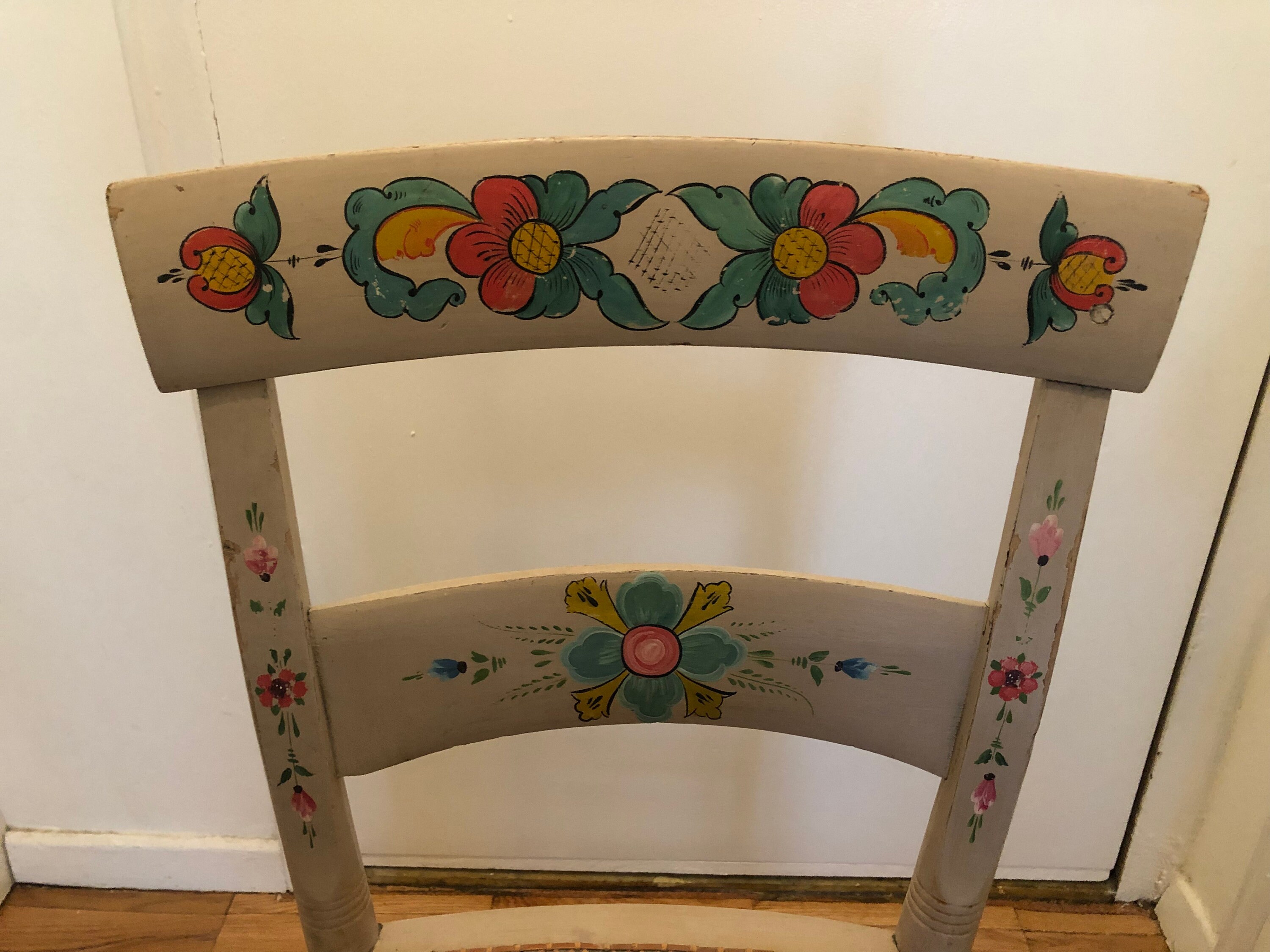 Rare Vintage Norwegian Rosemaling Painted Cane Chair - Etsy