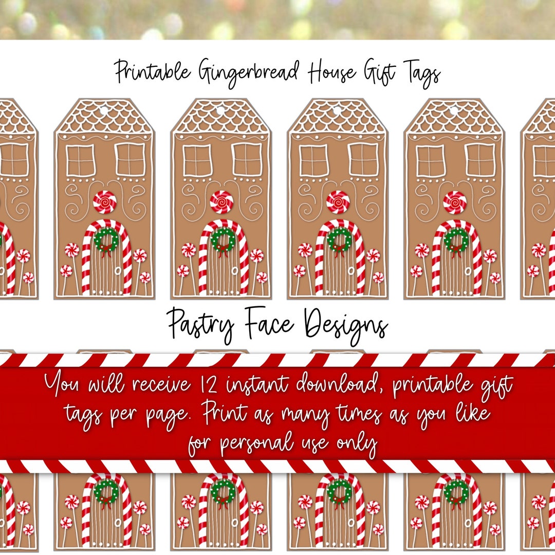Gingerbread House Christmas Holiday Gift Tags | Instant Download ...