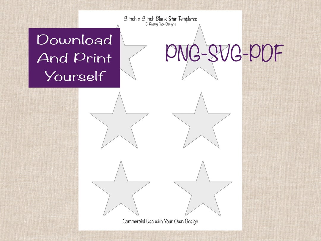 Blank Star Templates 3 X 3 Inches Each | Frame | PNG SVG PDF File ...