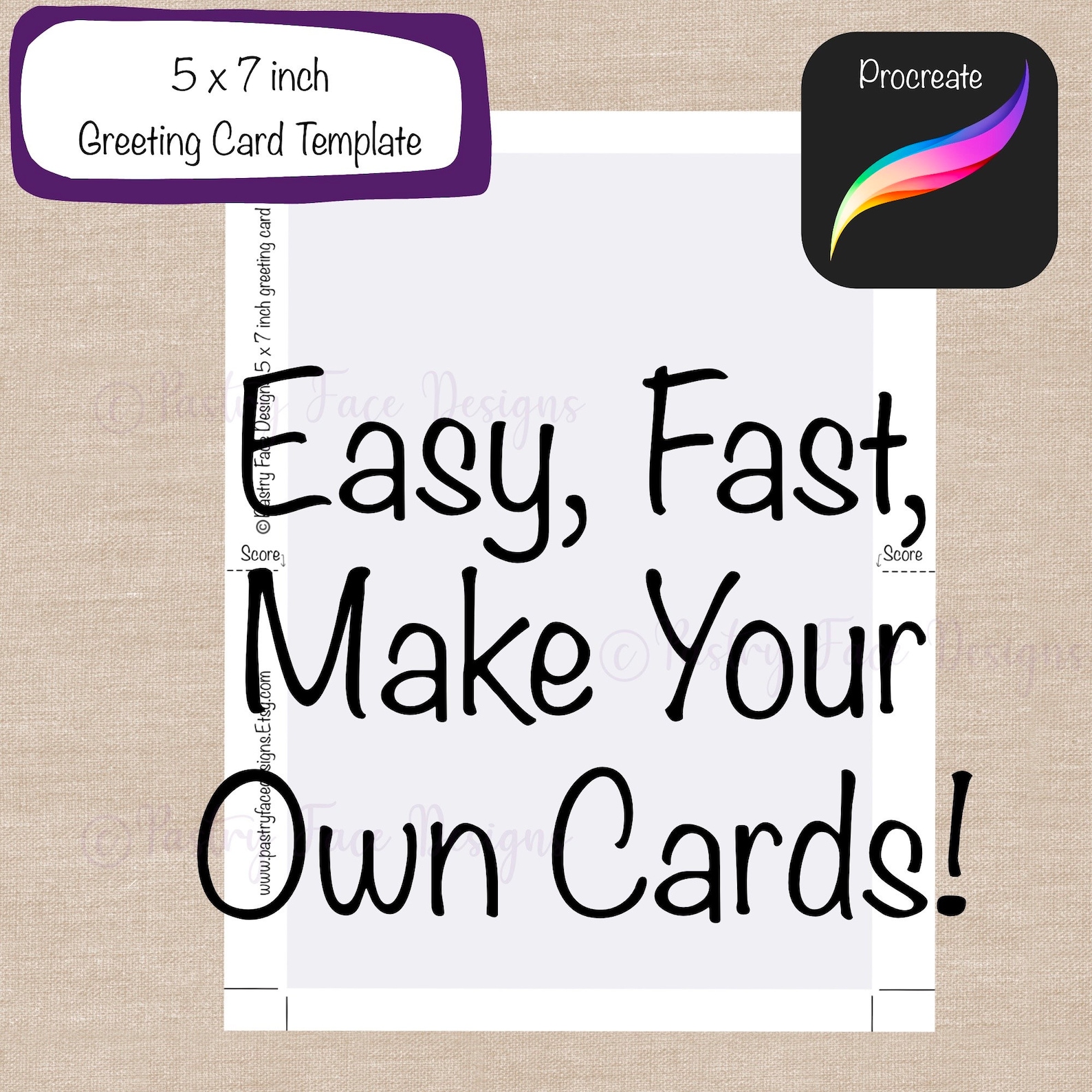 Blank 5 X 7 in Greeting Card Template for Procreate App | Commercial ...