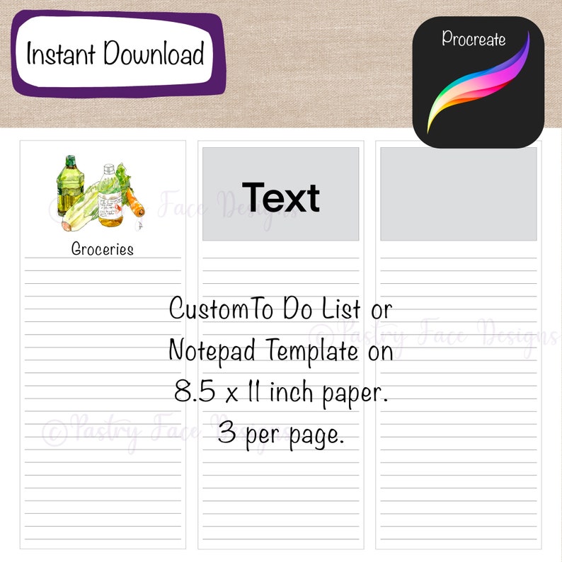 DIY Custom to Do List Notepad Template | Use in Procreate App | Commercial Use | Instant ...
