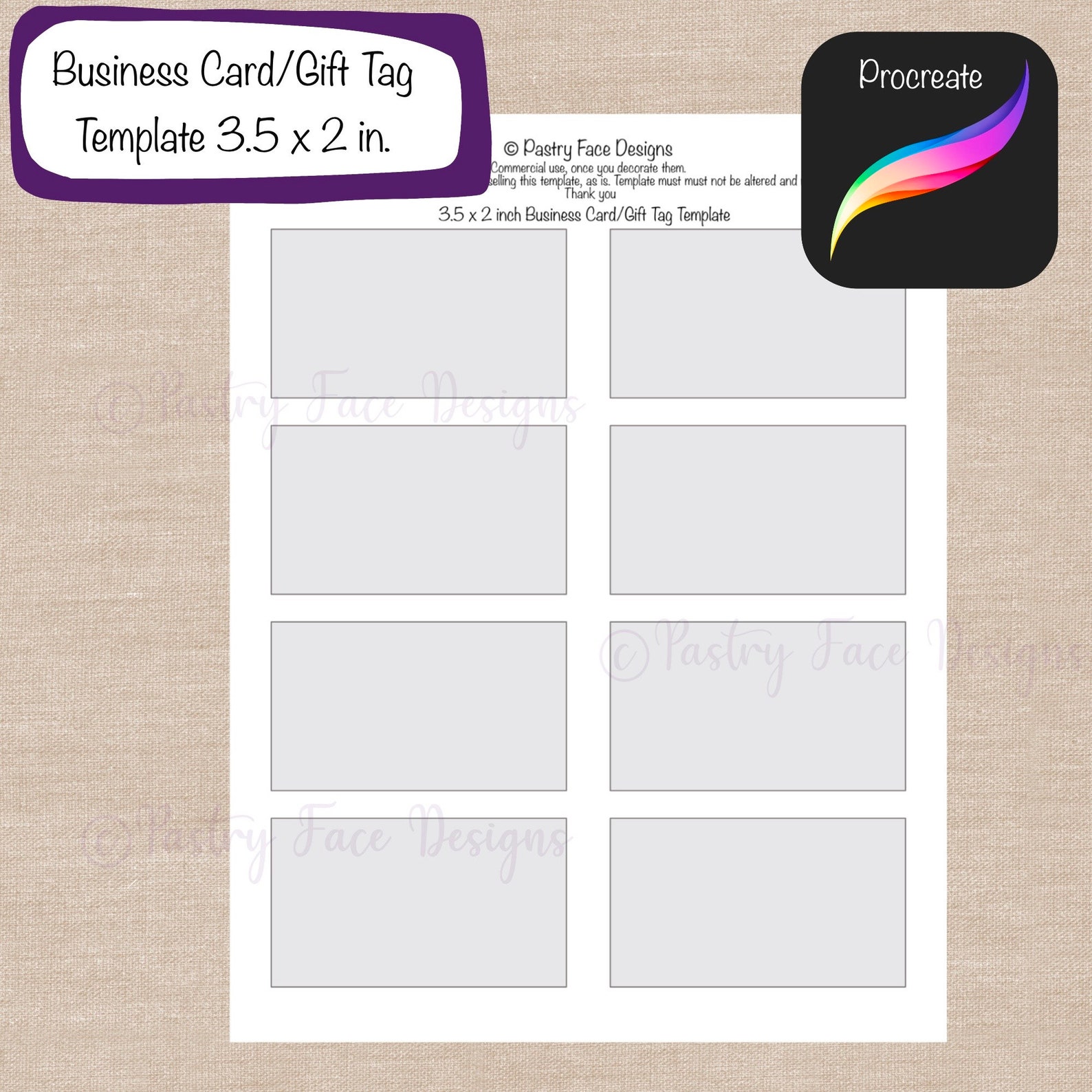 Blank Gift Tag Business Card Thank You Card Template for Procreate App ...