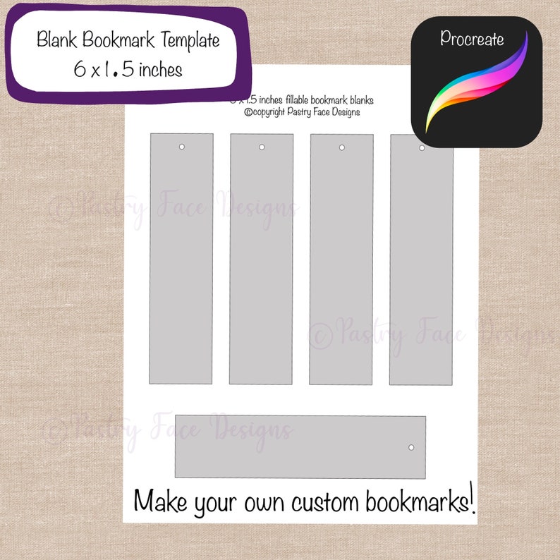 Blank Bookmark Template 1.5 X 6inch | Use in Procreate App | Commercial ...