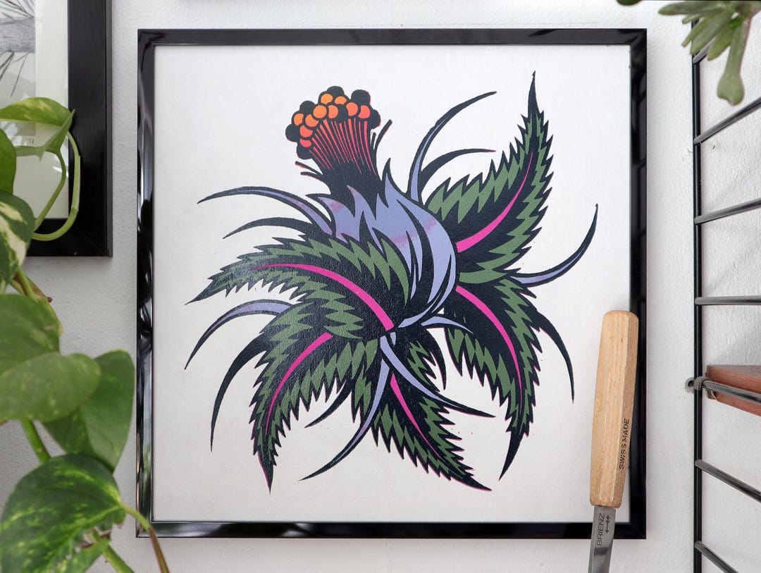 THISTLE / Reduction Woodcut Print / Limited Edition Woodcut / 30 Cm X ...
