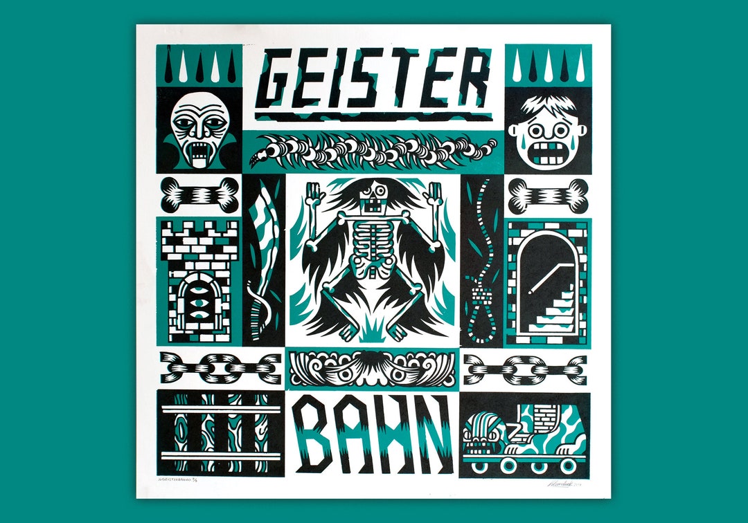 GHOST TRAIN / Reduction Woodcut Print / Limited Edition Woodcut / 60 Cm ...