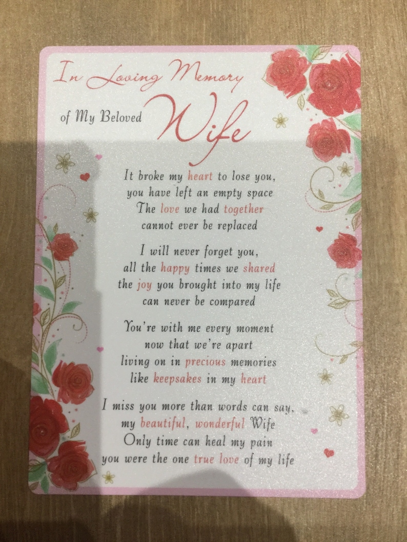 In Loving Memory of My Beloved Wife Graveside Card | Etsy