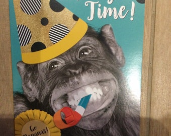 Chimpanzee Birthday Card | Etsy