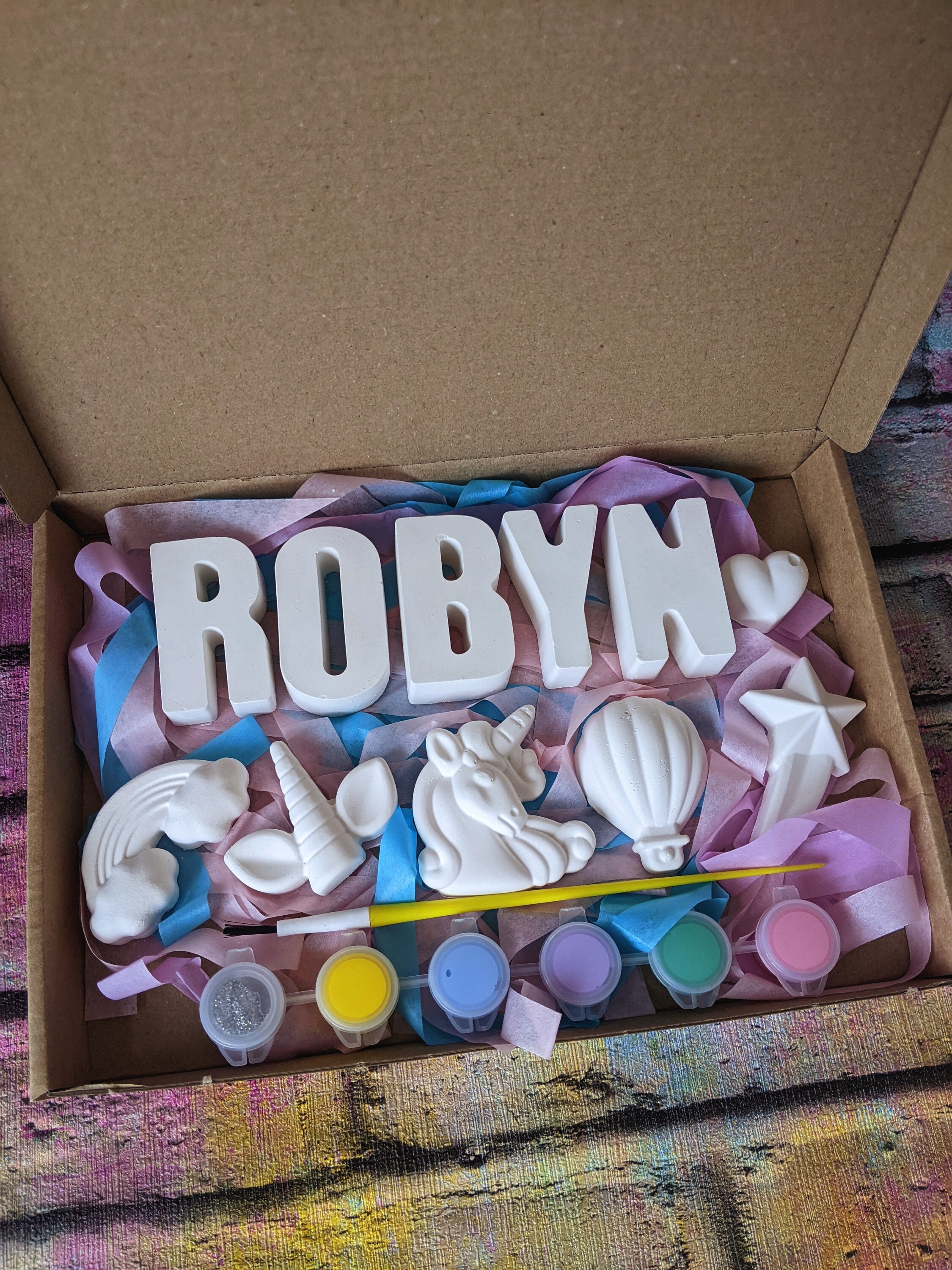 Unicorn Personalised Craft Box, Paint Your Own Name, Kid's Craft ...