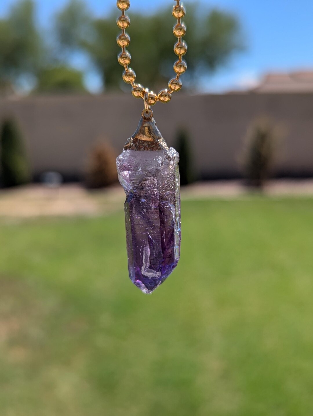 Unique Goboboseb Skeletal Amethyst Gemstone From Namibia With Electroformed Gold - Etsy