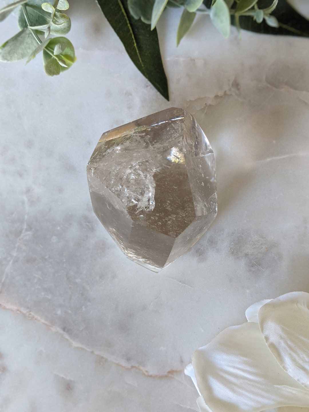 Faceted Clear Quartz Freeform With Rainbow, Rock Crystal Quartz - Etsy