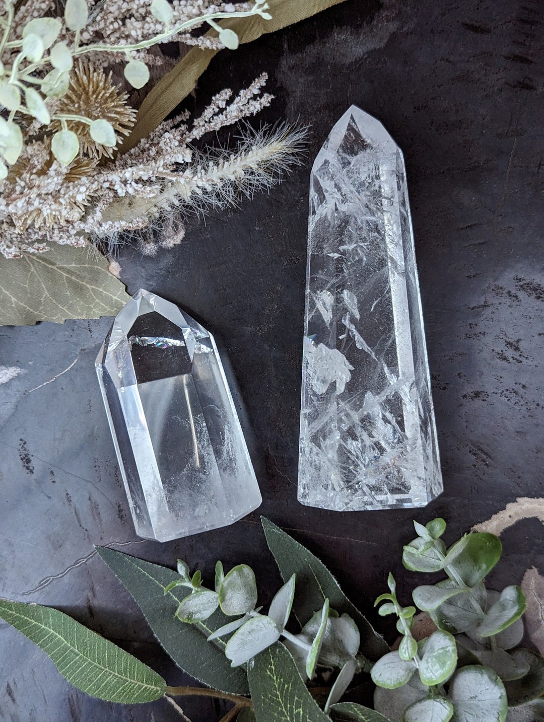 Clear Quartz Crystal Tower Set: Brazilian Healing Obelisks - Etsy