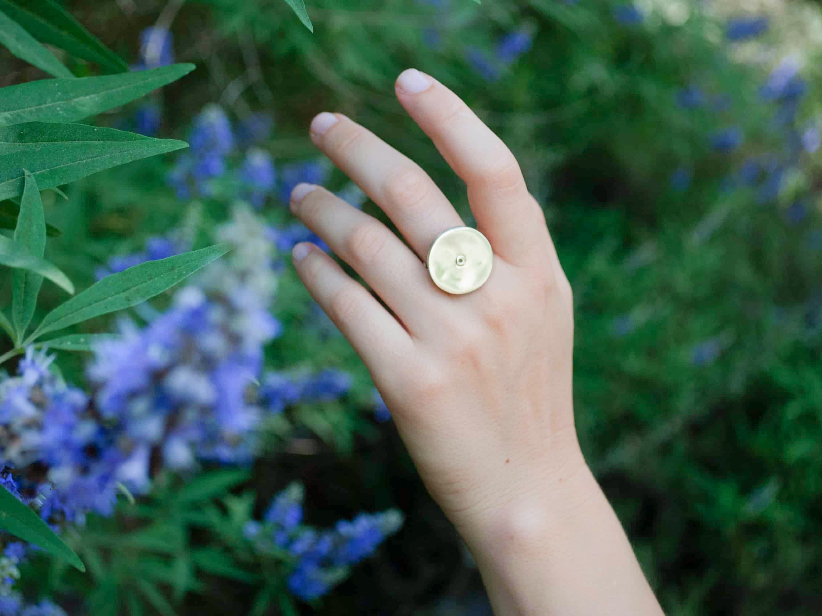 Silver Disc Ring Large Circle Statement Ring Organic - Etsy